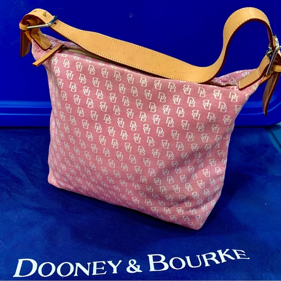 Dooney & Bourke | Bags | Dooney Bourke Logo Canvas Pink Shoulder Bag ...